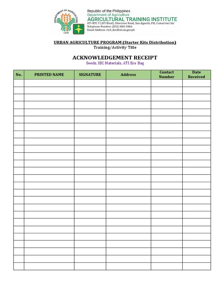 Acknowledgement Receipt 2020 - UAP - MALINAO NHS | PDF