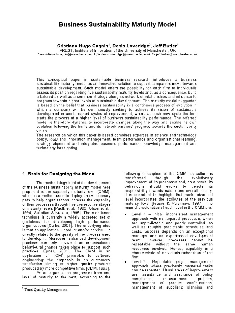 A Framework for Assessing Business Sustainability Maturity Through an ...