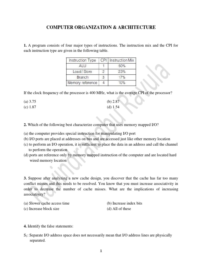Practice Questions To Set 8 | PDF | Cpu Cache | Central Processing Unit