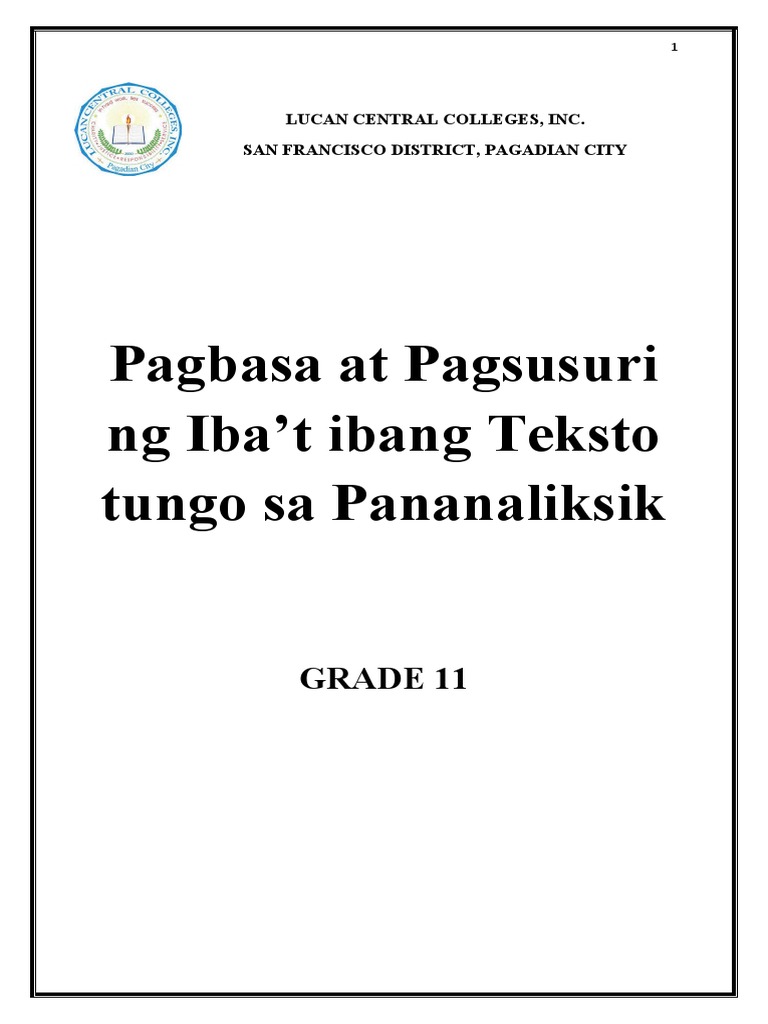 Pagbasa Module | PDF