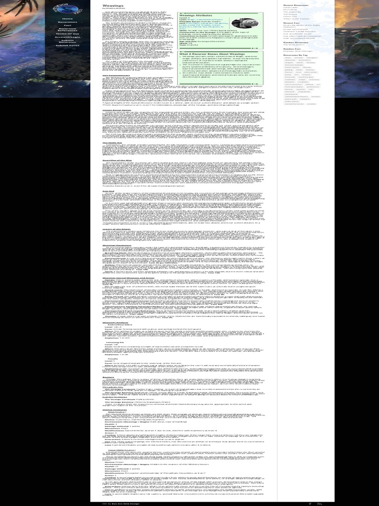 Weavings - The Recursion Codex | PDF | Sword | Weaving