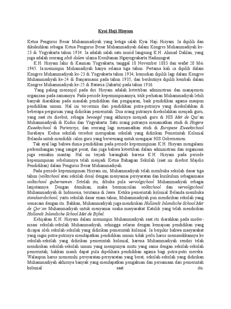 KH Hisyam | PDF | Politik | Sejarah