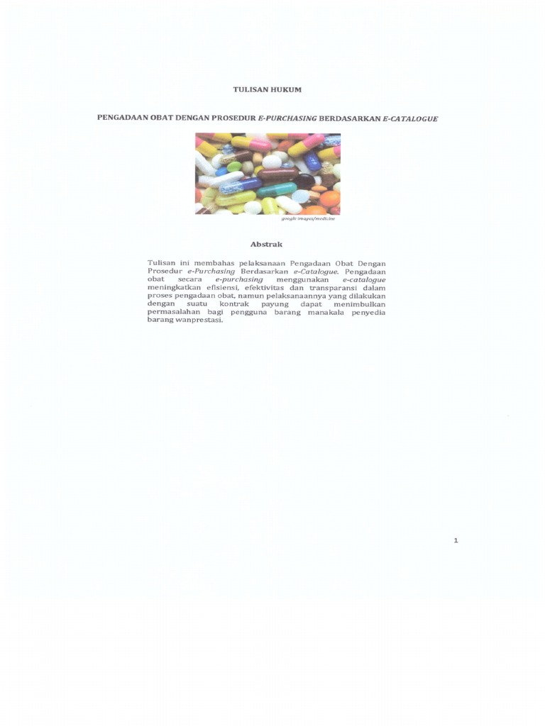 Pengadaan Obat Dengan Prosedur Epurchasing Berdasarkan Ecatalogue Pdf