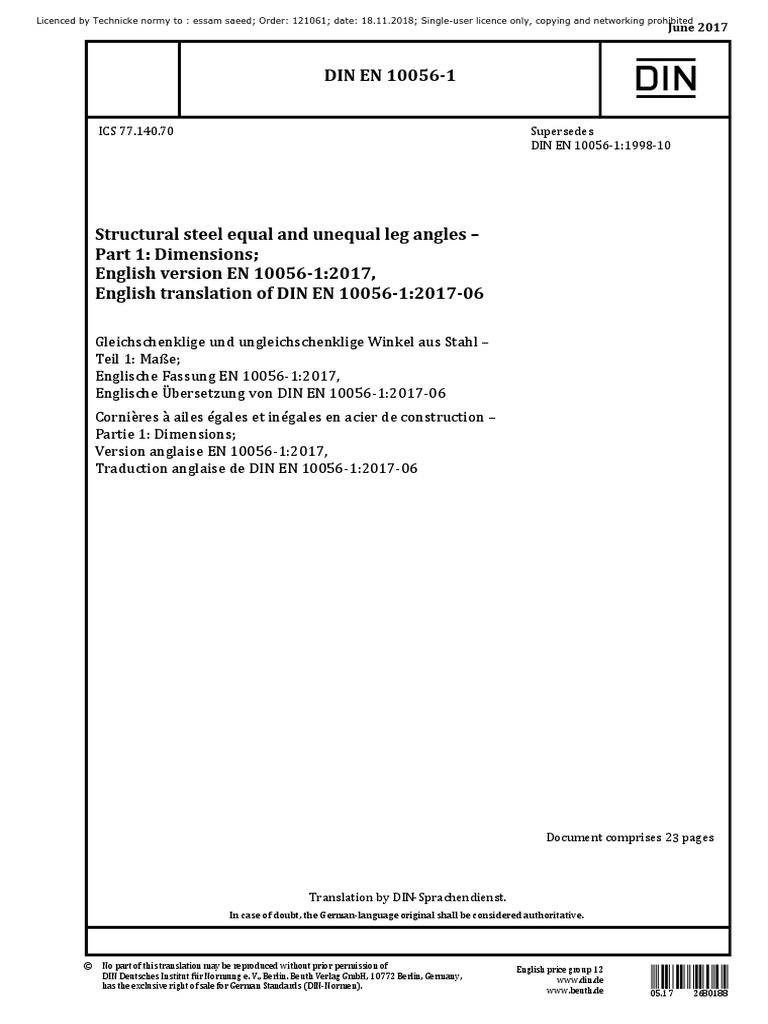 Din en 10056-1 | Download Free PDF | Structural Steel | Rolling ...