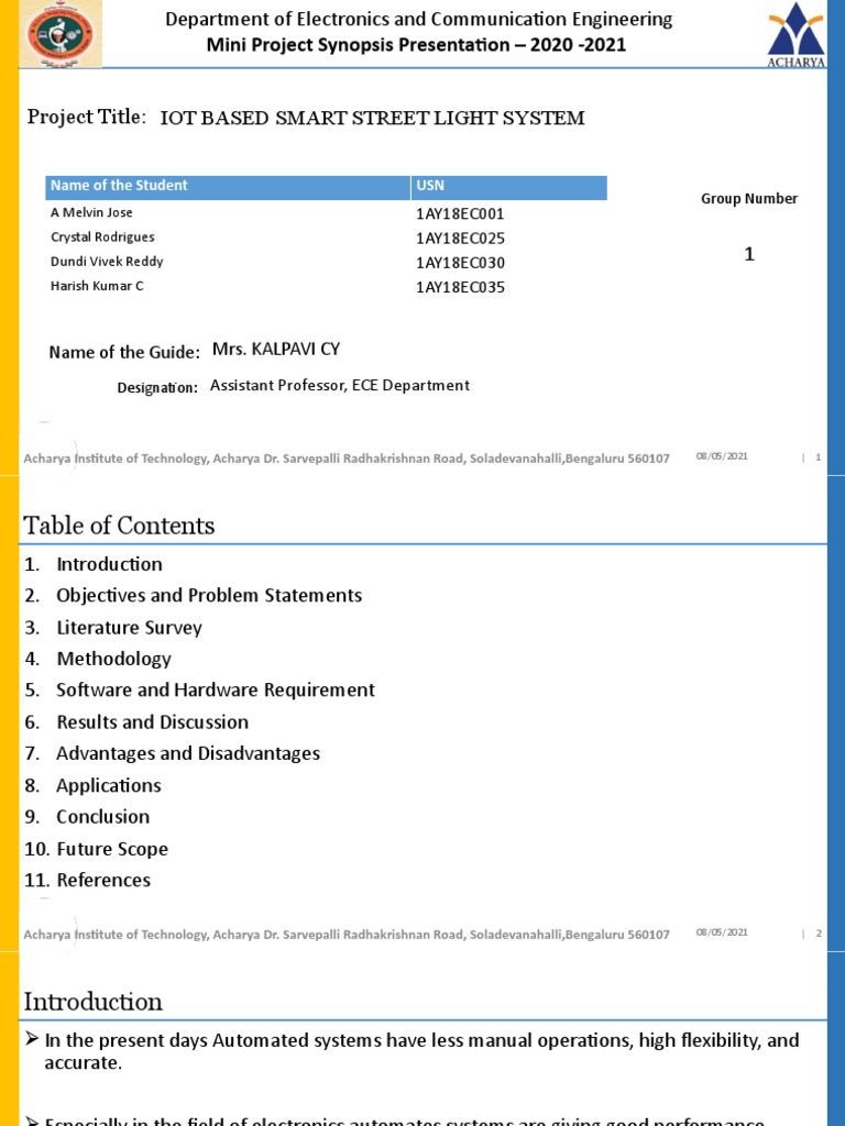 Iot Based Smart Street Light System (Group1) 1 | PDF | Internet Of ...