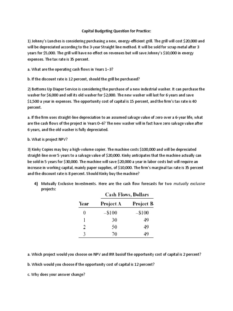 Assignment - Capital Budgeting | PDF | Depreciation | Net Present Value