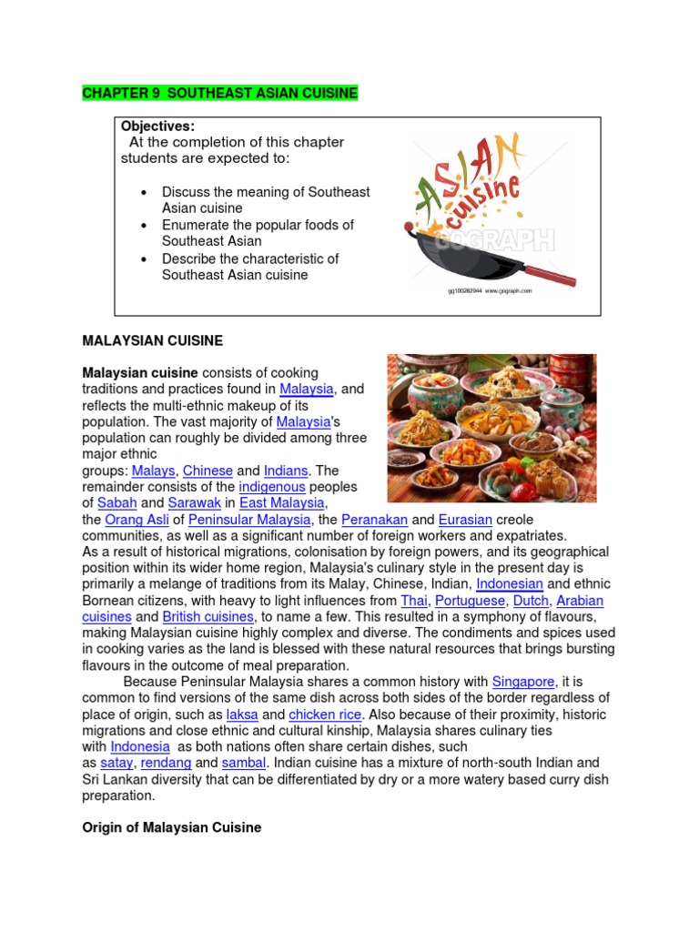 Chapter 9 Southeast Asian Cuisine | PDF | Vietnamese Cuisine | Thai Cuisine