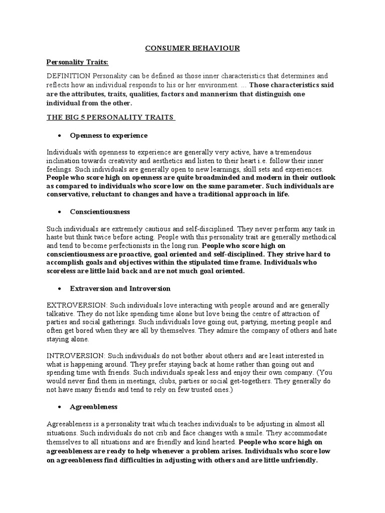 Personality Traits - CB | PDF | Extraversion And Introversion | Behavior