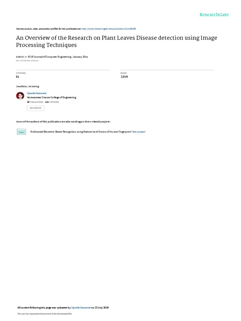 An Overview of The Research On Plant Leaves Disease Detection Using ...