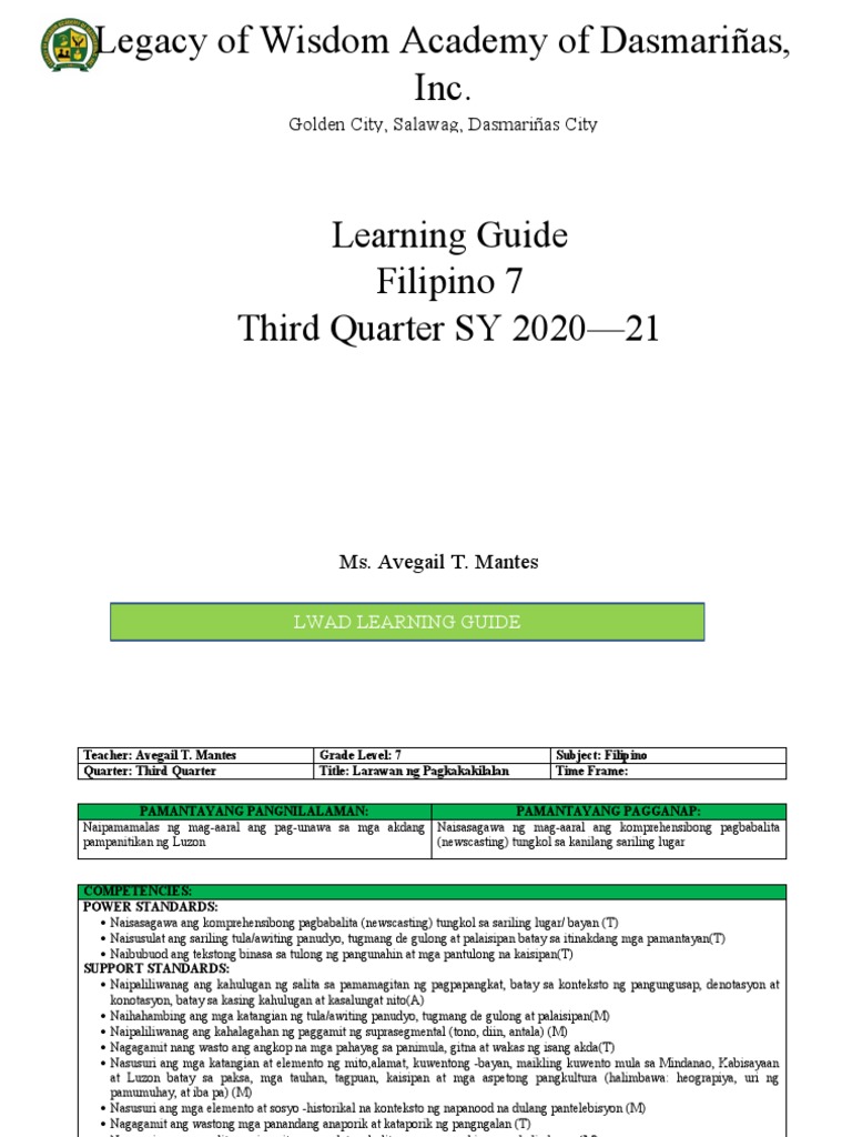 Filipino 7 LG 3rdquarter | PDF