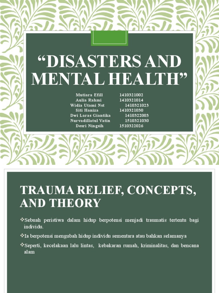Disasters and Mental Health | PDF