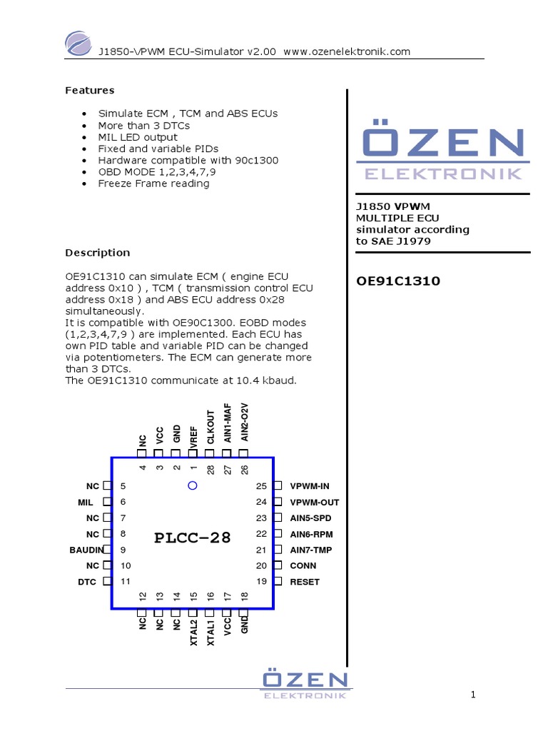 PLCC 28 Vpwm In Vpwm Out NC Ain5 Spd NC NC PDF Electrical