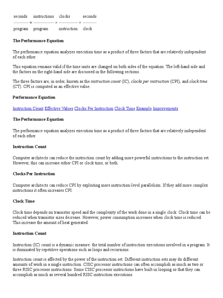 The Performance Equation | PDF | Central Processing Unit | Logic Gate