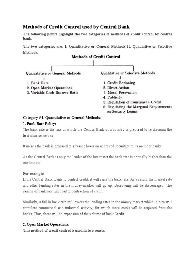 Methods of Credit Control Used by Central Bank | PDF | Finance & Money ...