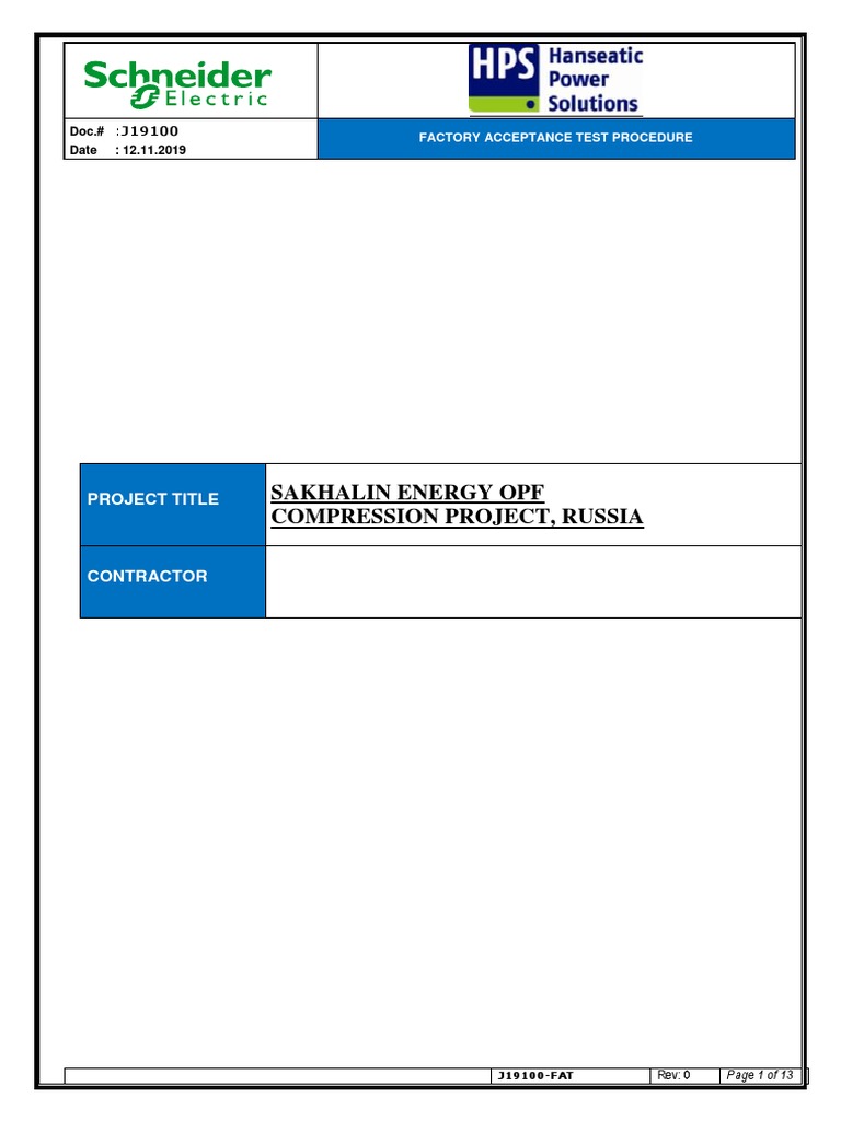 FAT Procedure Cold Start | Download Free PDF | Specification (Technical ...