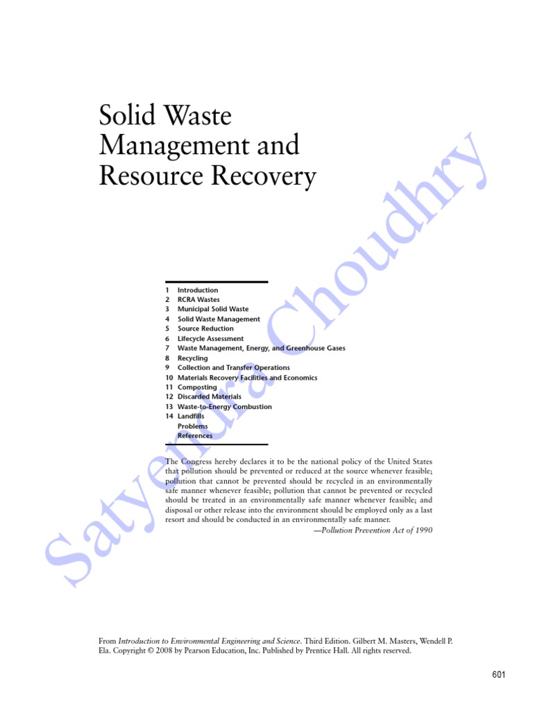 Chap 9 SWM | PDF | Municipal Solid Waste | Waste Management