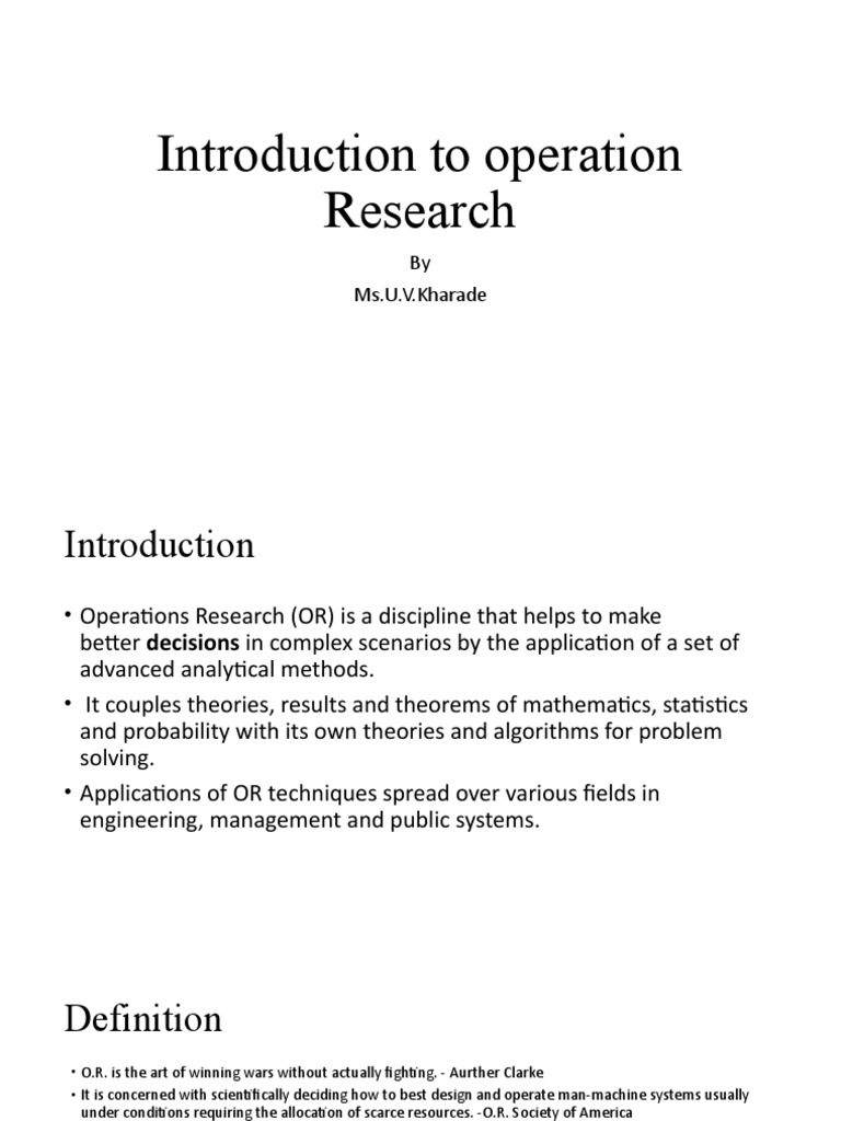 Introduction To Operation Research | PDF | Operations Research | System