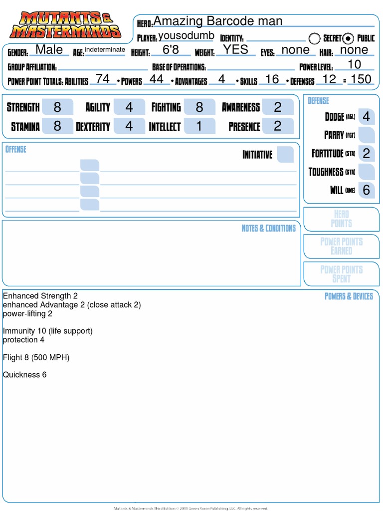 Amazing Barcode Man Male 6'8 YES None None 10 74 44 4 16 12 150 | PDF