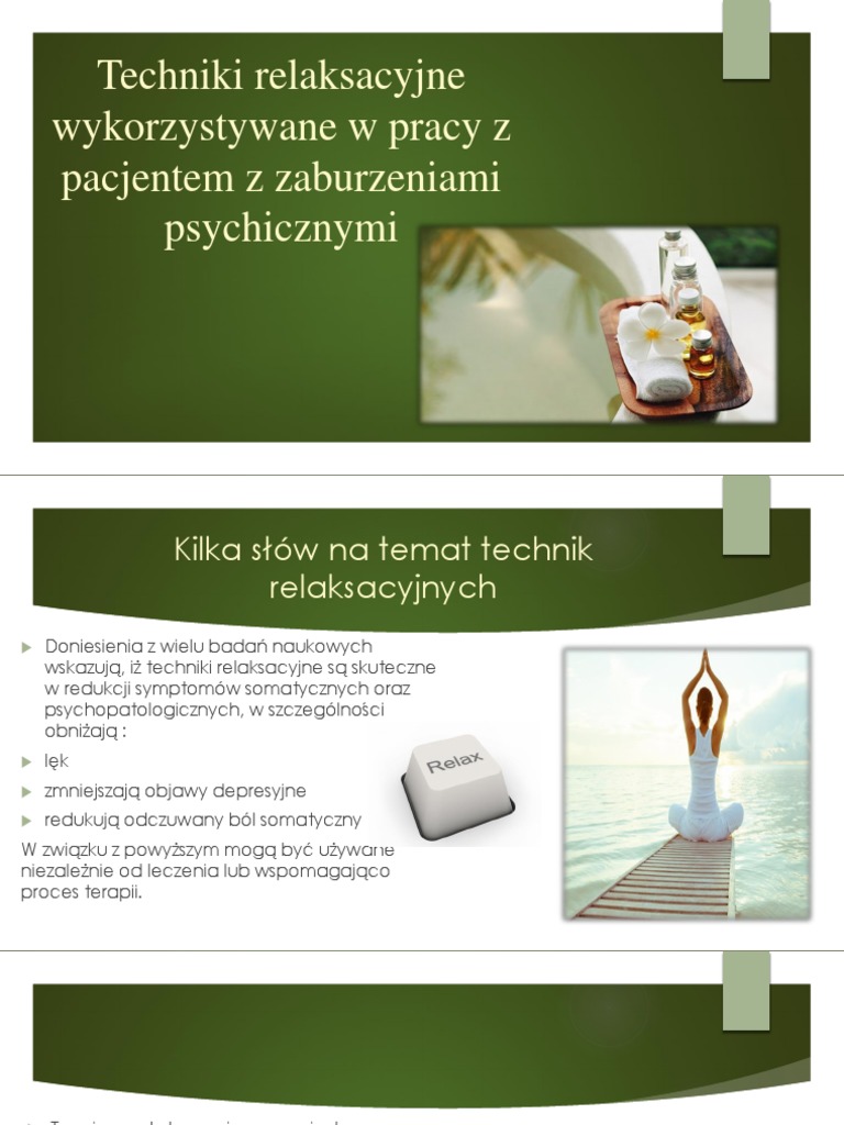 Techniki Relaksacyjne Wykorzystywane W Pracy Z Pacjentem Z Zab. Psych | PDF