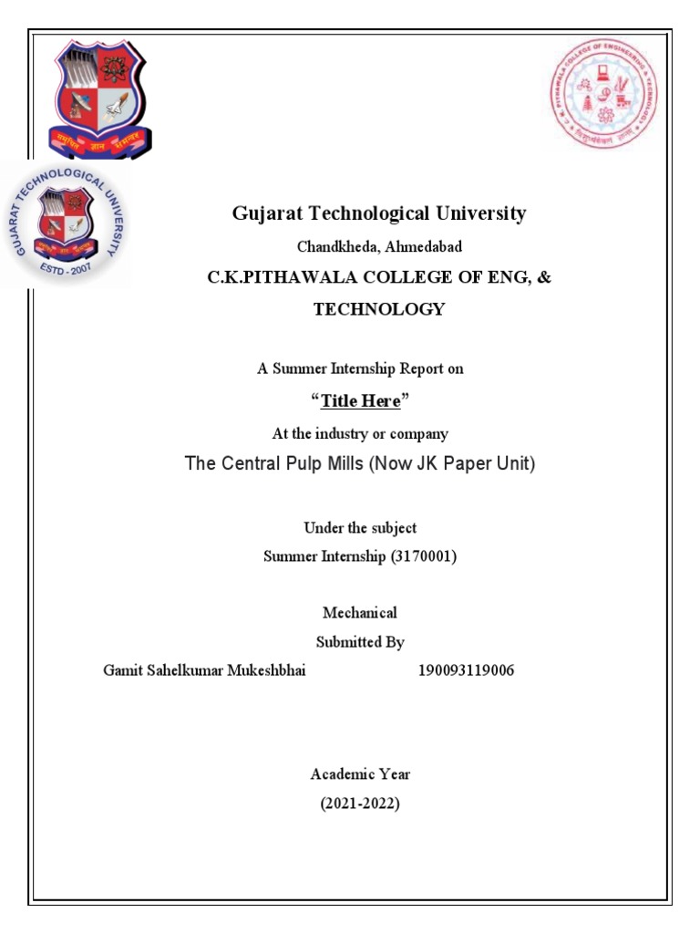 Summer Internship Report Format | PDF | Paper
