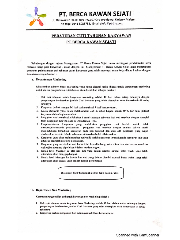 Peraturan Cuti Tahunan BKS | PDF