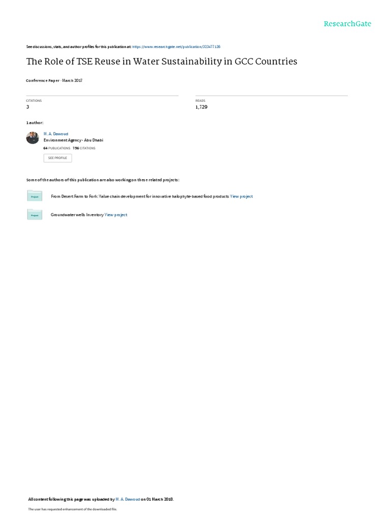 The Role of TSE Reuse in Water Sustainability in GCC Countries | PDF ...