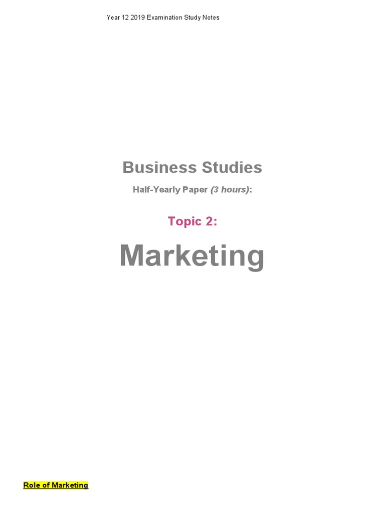 Marketing: Business Studies | PDF | Marketing | Sales