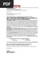 Sample Quotation - Toyota Hilux | PDF