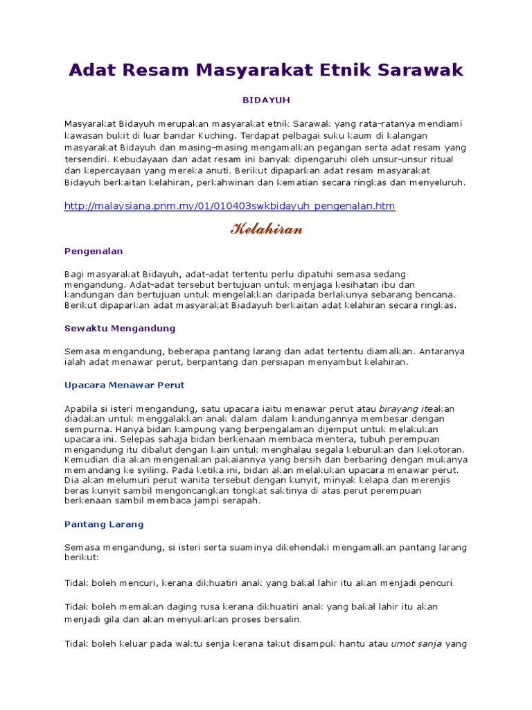SEJARAH ADAT BIDAYUH | PDF