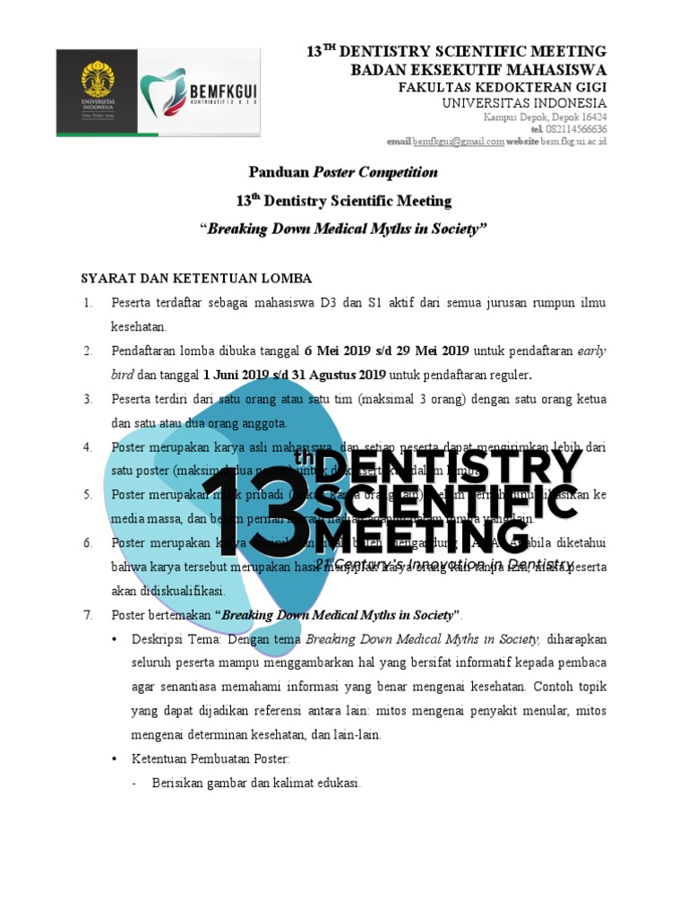 Panduan Lomba Poster DSM FKG UI 2019 | PDF