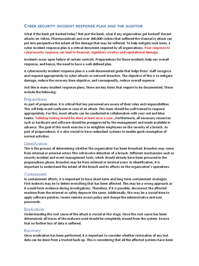 Cyber Security Incident Response Plan | PDF | Security | Computer Security