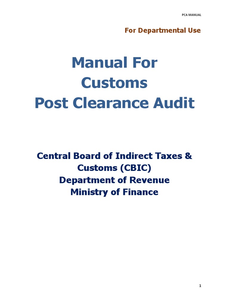 Manual Customs PCA | PDF | Audit | Customs