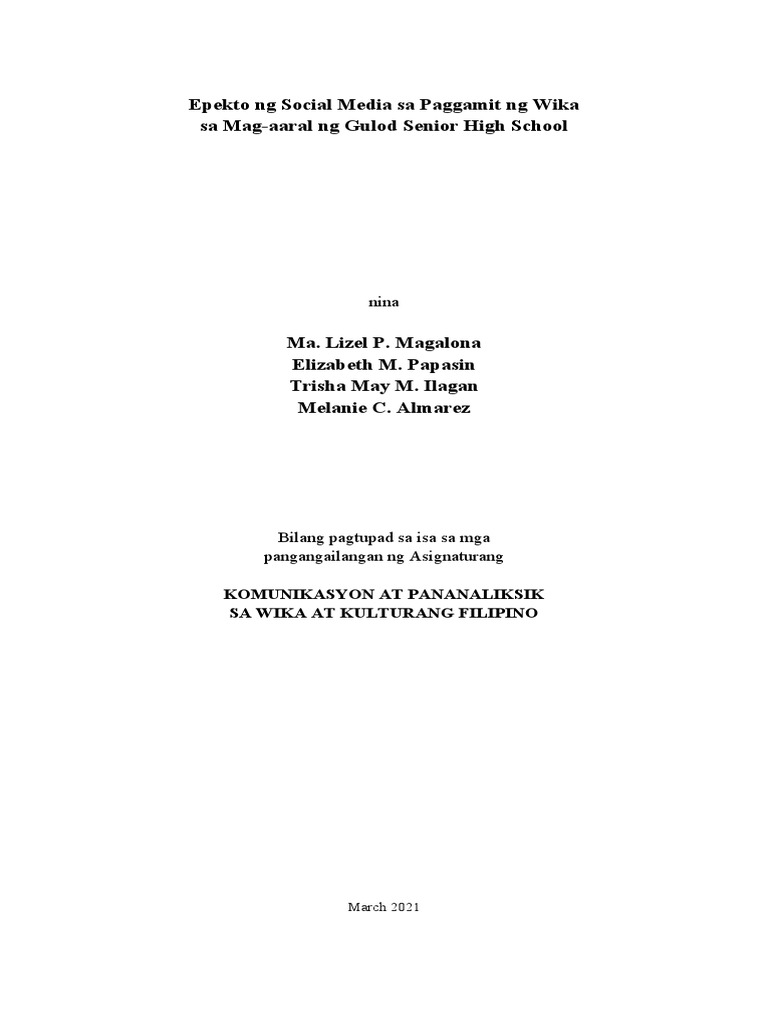 Epekto NG Social Media Sa Paggamit NG Wika | PDF