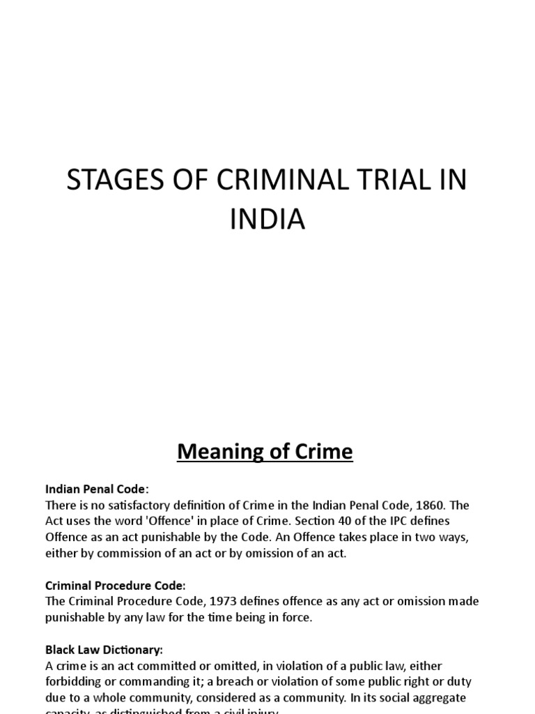 Stages of Criminal Trial in India | PDF | Criminal Procedure In South ...