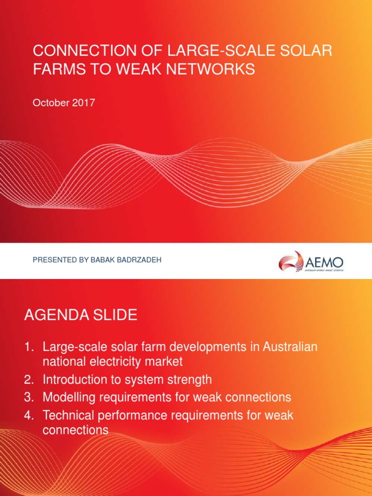 AEMO-CONNECTION OF LARGE-SCALE SOLAR To Weak Grids SRC | PDF | Power (Physics) | Electrical ...