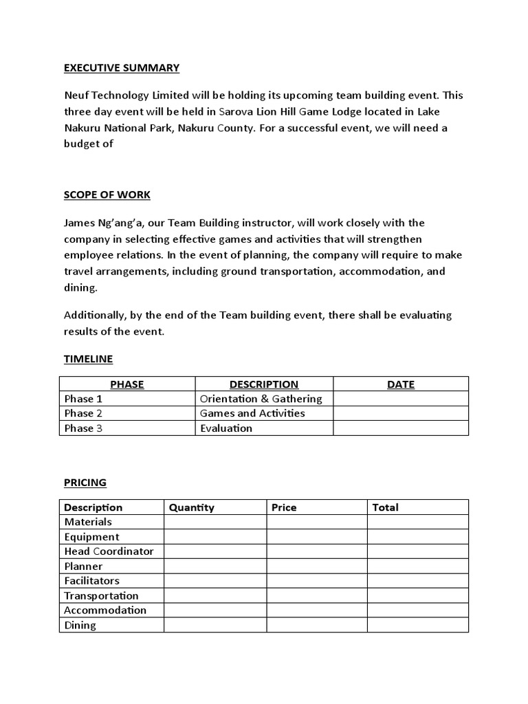 Team Building Proposal | PDF