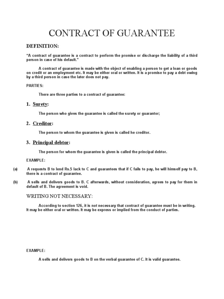 Agreement guarantee store