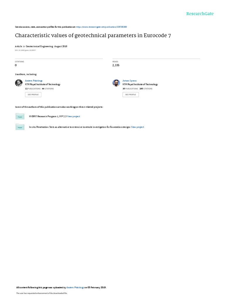 Characteristic Values of Geotechnical Parameters in Eurocode 7 | PDF | Statistics | Uncertainty