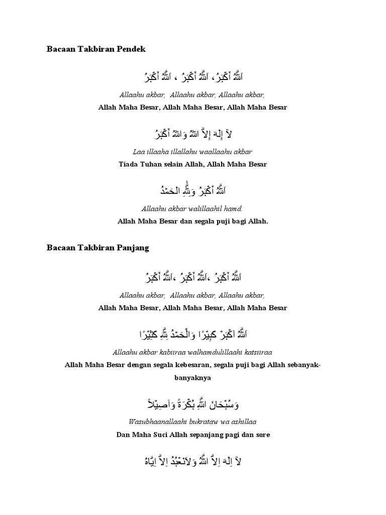 Teks Takbiran Idul Fitri Lengkap | PDF | Agama & Spiritualitas