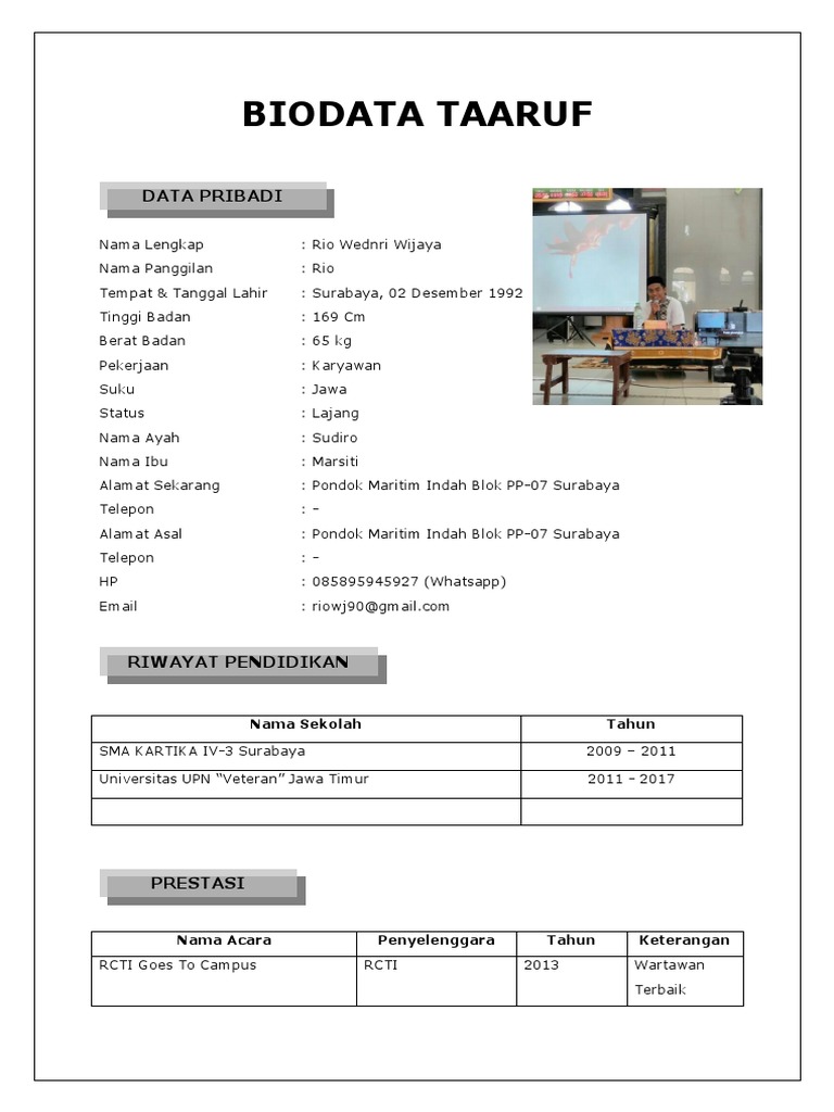 Biodata Taaruf | PDF