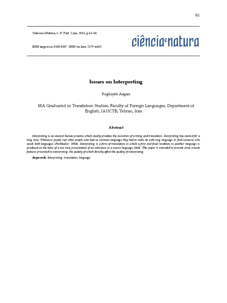 Issues On Interpreting | PDF | Translations | Memory