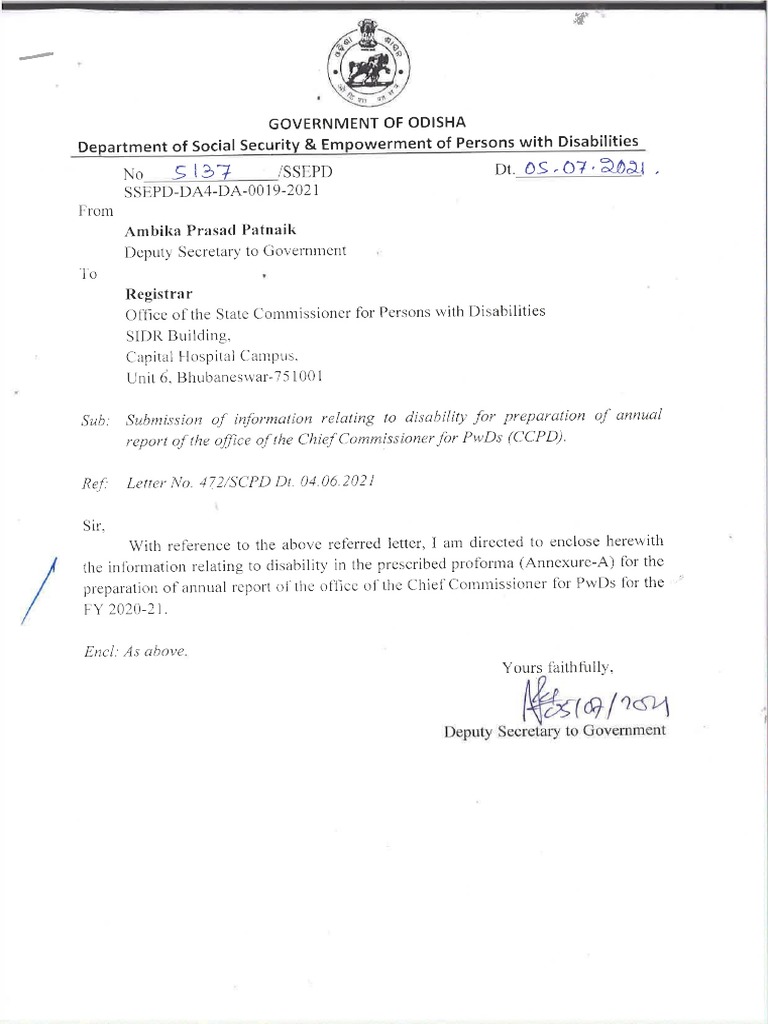 5137 Letter To SCPD For Annual Report of CCPD | PDF | Disability | Welfare