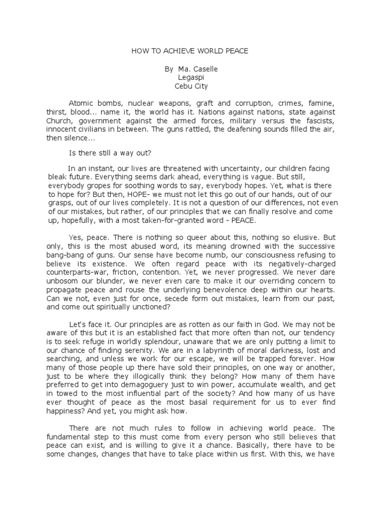 How To Achieve World Peace | PDF | Peace | Philosophical Theories