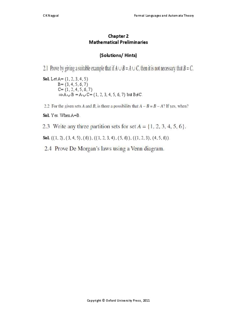 365 39 Solutions Instructor Manual Chapter 2 Mathematical Preliminaries | PDF | Mathematical ...