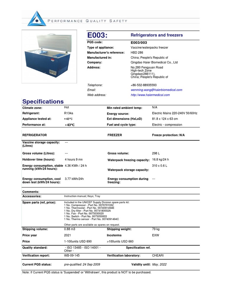 Specifications: Refrigerators and Freezers | PDF | Refrigerator ...