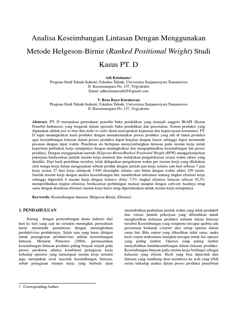 Analisa Keseimbangan Lintasan Dengan Menggunakan Metode Helgeson-Birnie ...