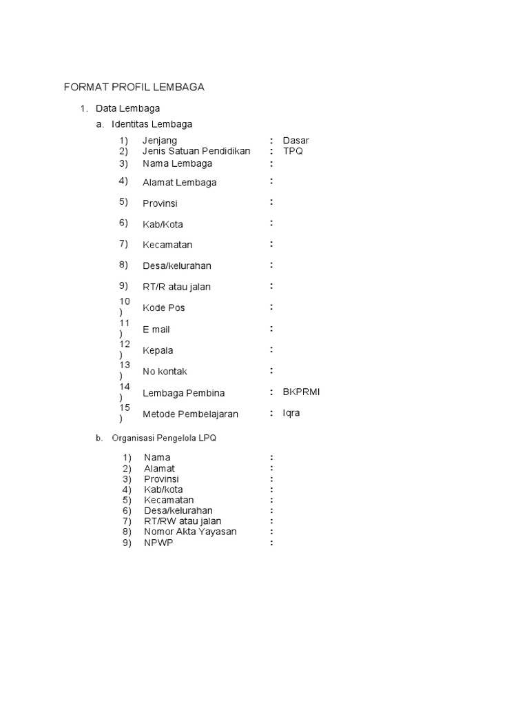 Profil Lembaga LPQ | PDF