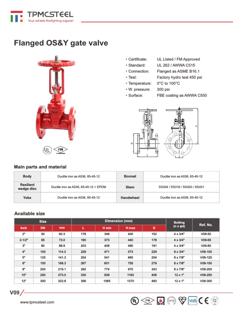 Flanged OS&Y Gate Valve Specifications | PDF | Building Engineering ...