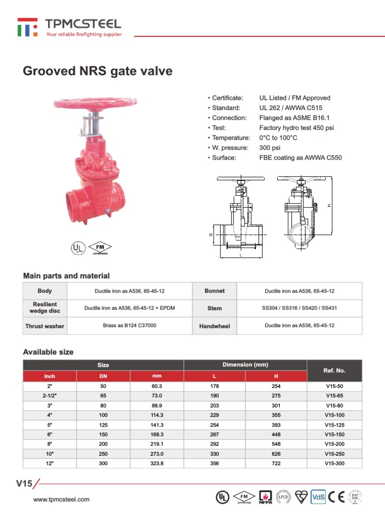 American Grooved NRS Gate Valve | PDF | Building Engineering | Hydraulics