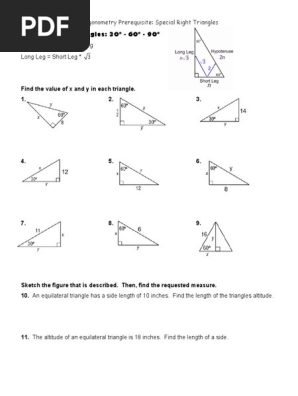 Special Right Triangles ACTIVITY #1 : SPECIAL RIGHT TRIANGLES Using
